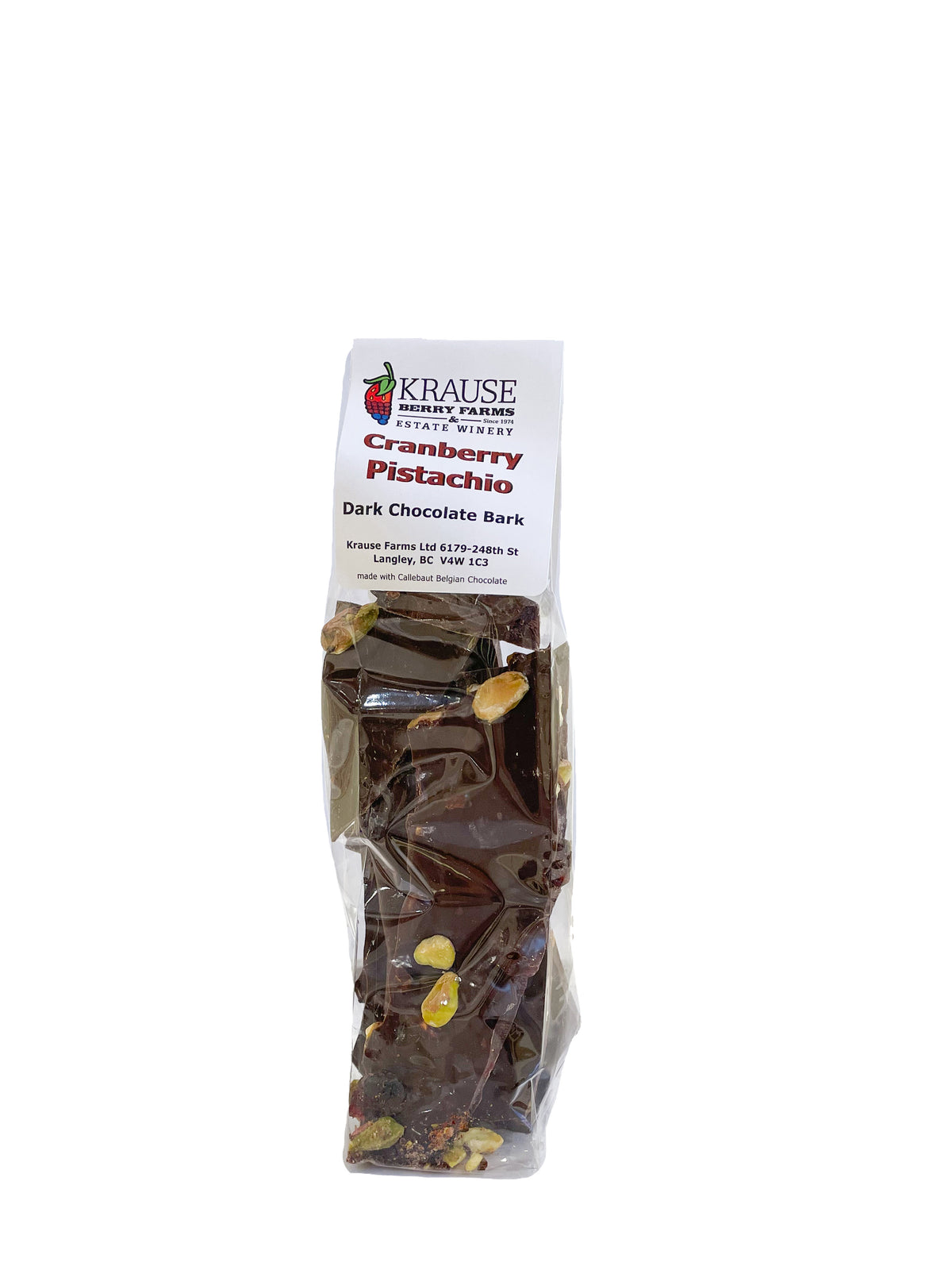 CRAN PISTACHIO CHOCOLATE BARK– Krause Farms Ltd